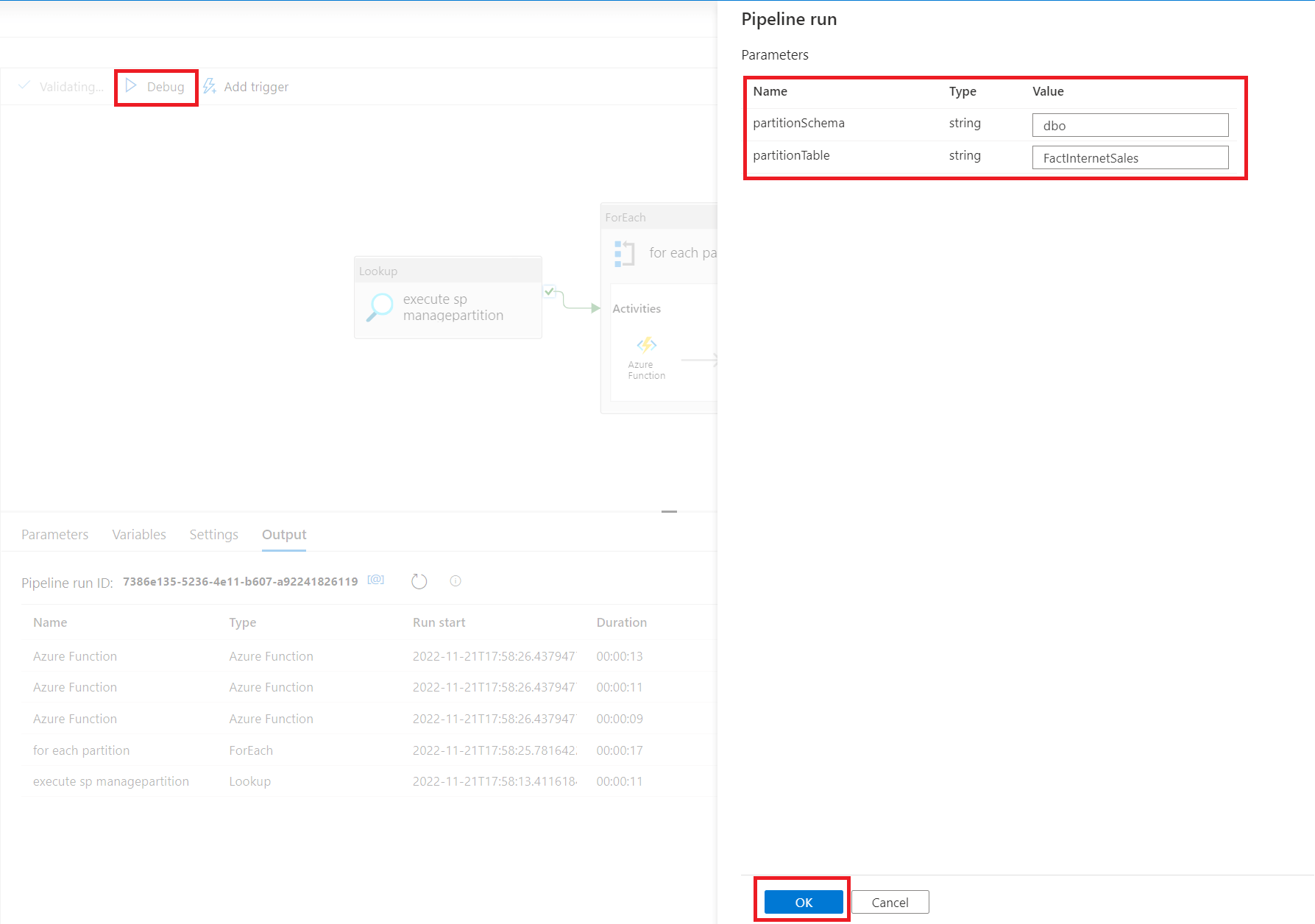 how to use azure function and data factory for creating and managing partitions in azure sql ...