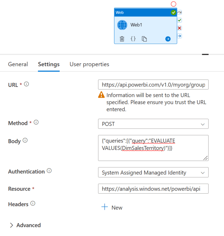 how to query and copy data from power bi semantic models (former datasets) via azure data factory.