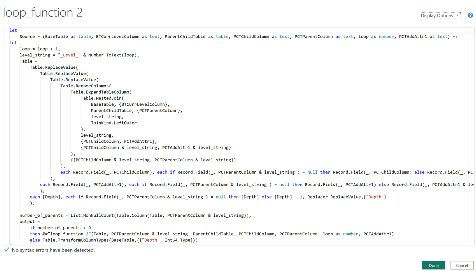 how to dynamically detangle parent-child tables in power query.