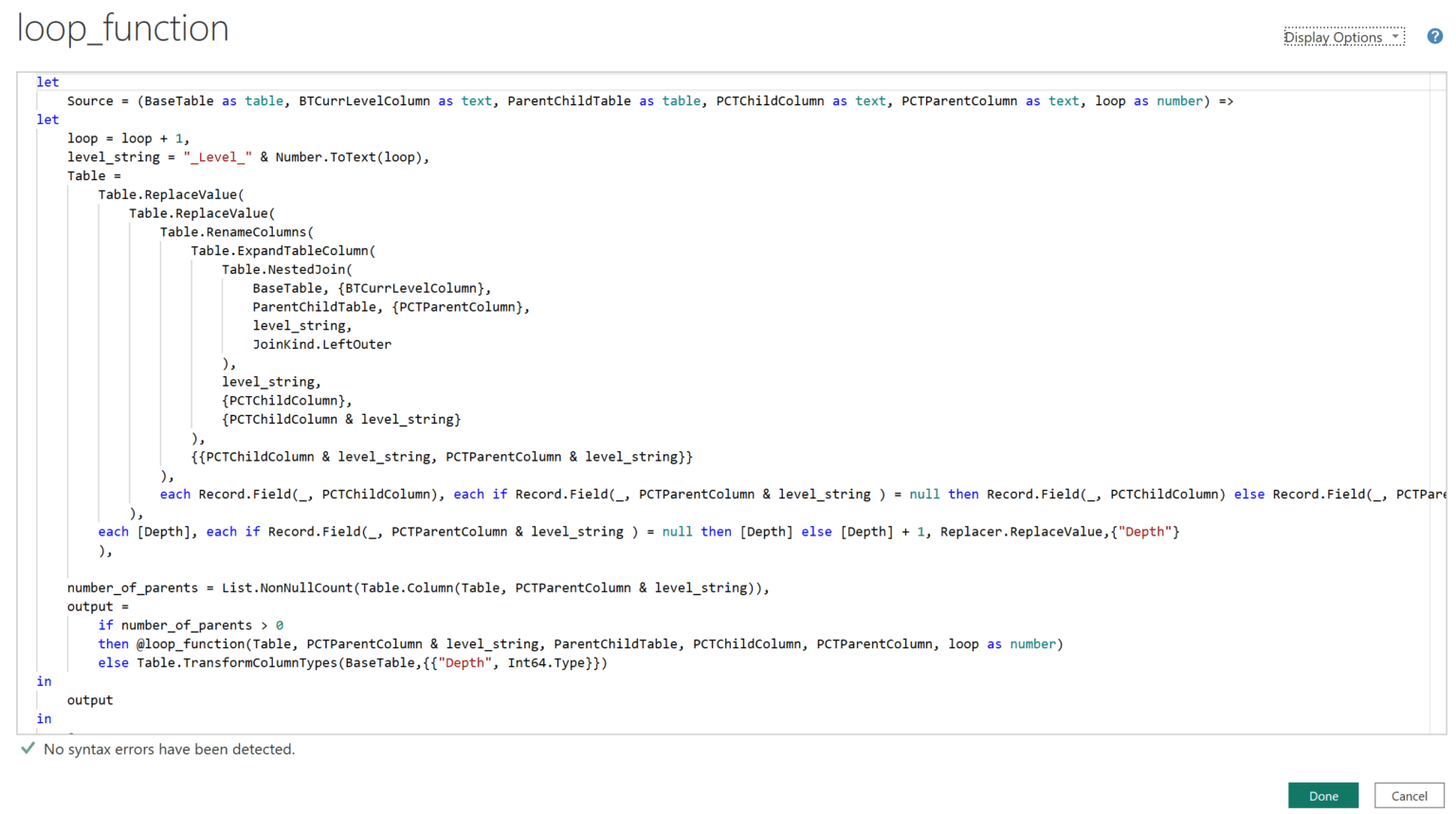 how to dynamically detangle parent-child tables in power query.